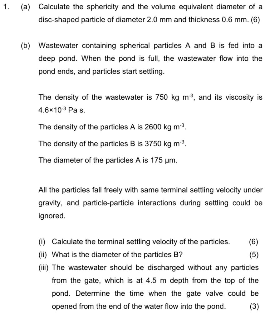 Solved 1. (a) Calculate the sphericity and the volume | Chegg.com