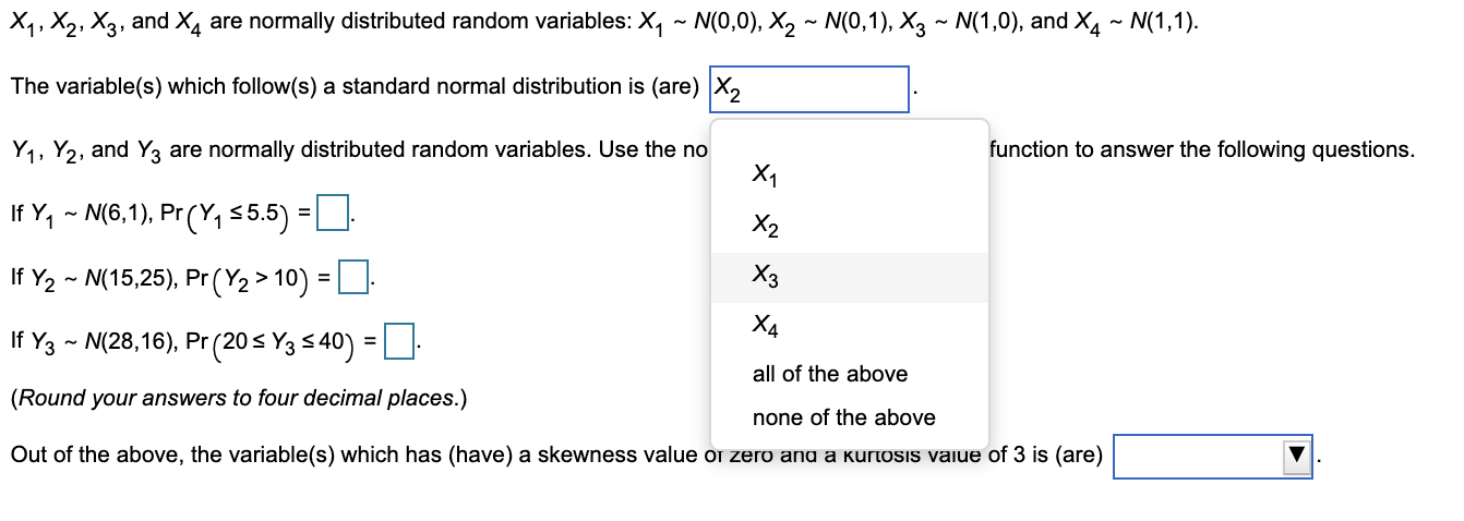 Solved X1, X2, X3, and X4 are normally distributed random | Chegg.com
