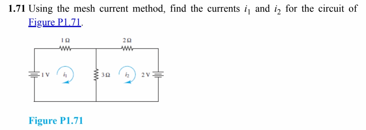 Solved 1.71 Using the mesh current method, find the currents | Chegg.com
