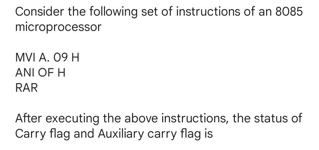 Solved Consider the following set of instructions of an 8085 | Chegg.com