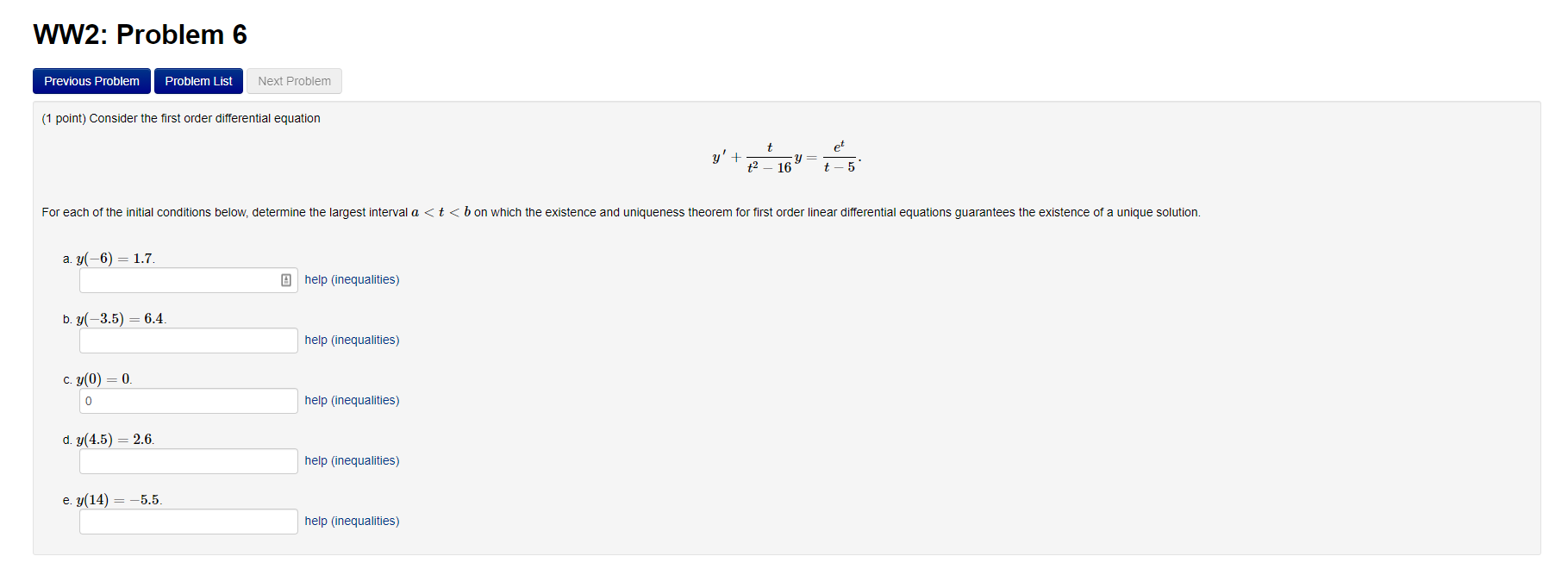 Solved WW2: Problem 6 Previous Problem Problem List Next | Chegg.com