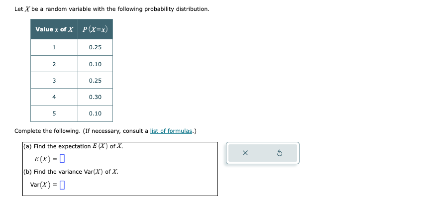 Solved Let X be a random variable with the following | Chegg.com