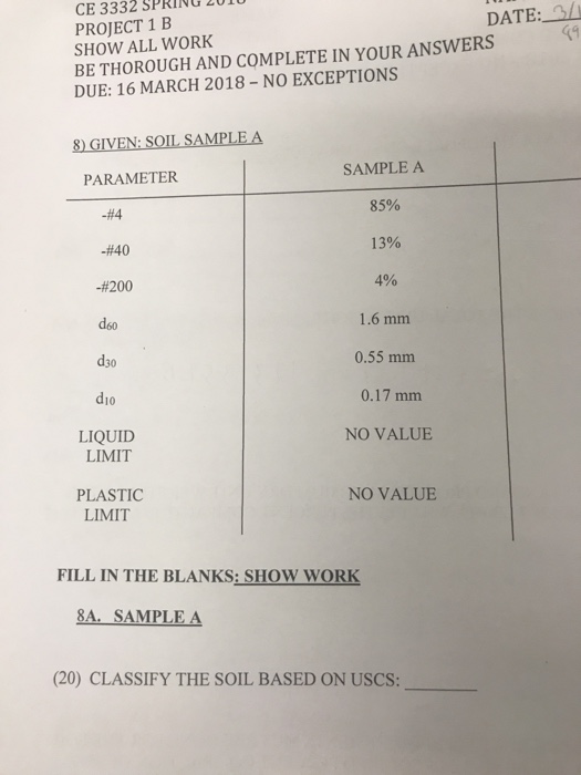 Solved CE 3332 SPRING 2UIU PROJECT 1 B SHOW ALL WORK BE | Chegg.com