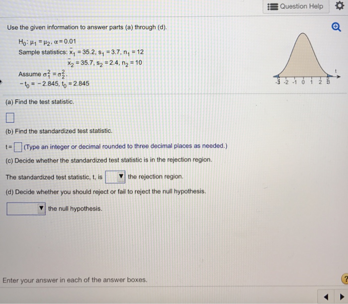 Solved Use the given information to answer parts (a) through | Chegg.com