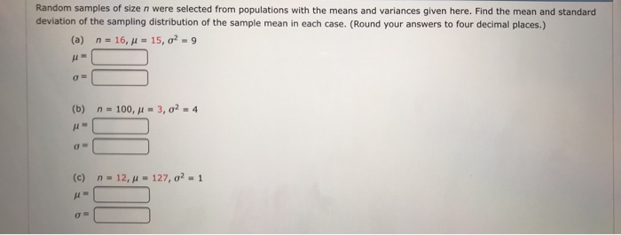 Solved Random samples of size n were selected from | Chegg.com