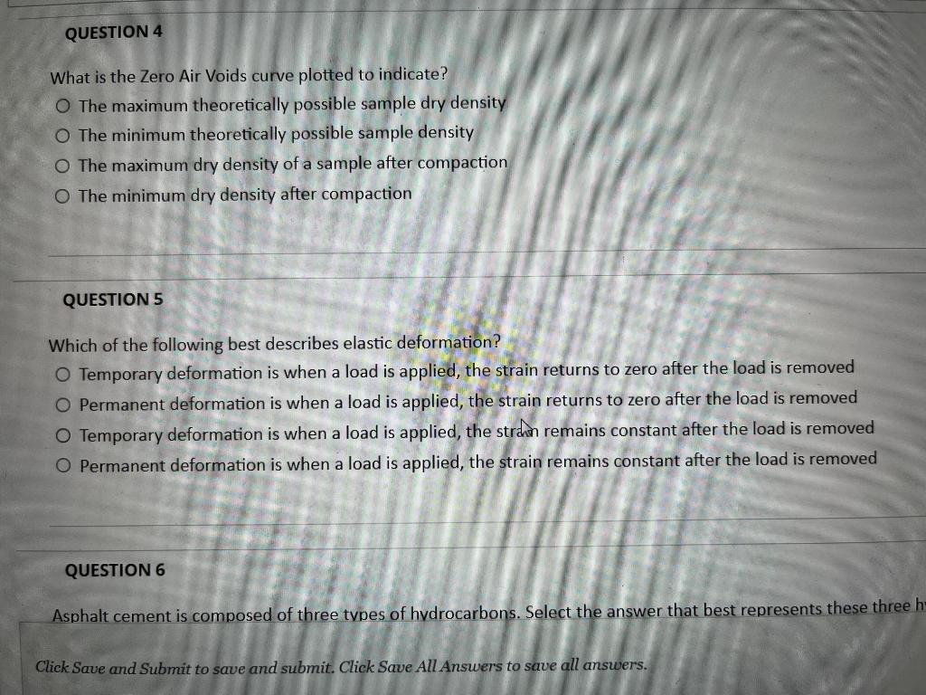 Solved QUESTION 4 What is the Zero Air Voids curve plotted | Chegg.com