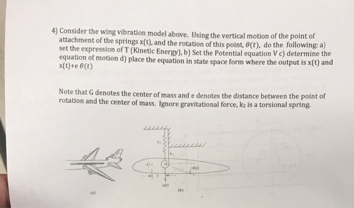 Solved 4) Consider the wing vibration model above. Using the | Chegg.com