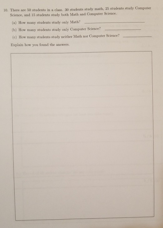 Solved 10. There are 50 students in a class. 30 students | Chegg.com
