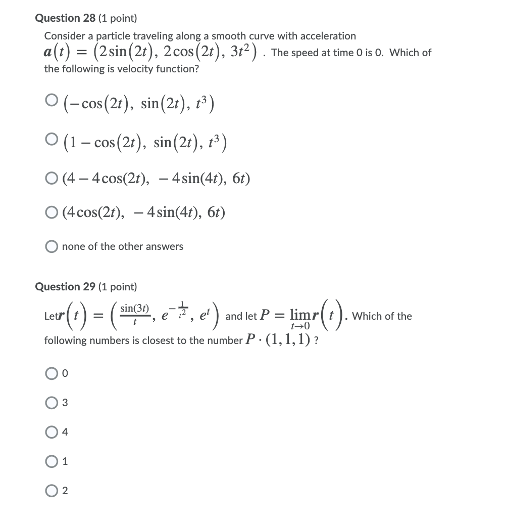 Solved Question 28 (1 point) Consider a particle traveling | Chegg.com