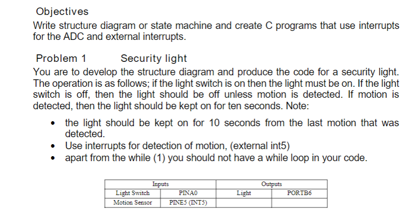 Solved Objectives Write structure diagram or state machine | Chegg.com