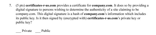 Solved 7. (5 pts) certificates-r-us.com provides a | Chegg.com