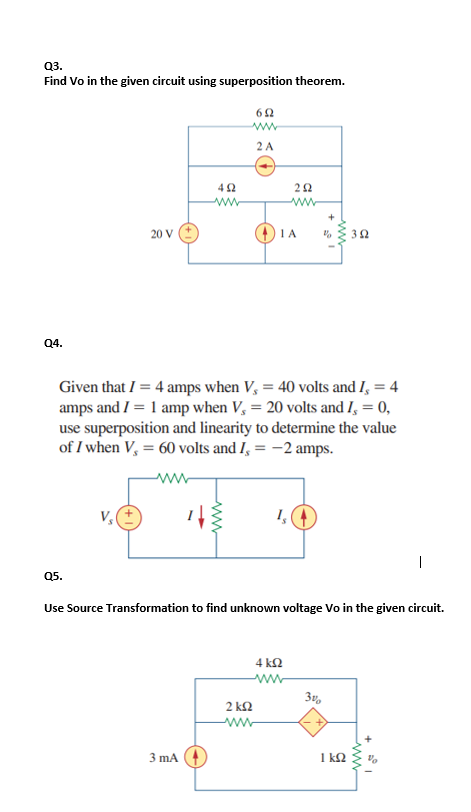 Solved Q3. Find Vo in the given circuit using superposition | Chegg.com