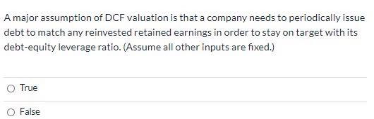 Solved A major assumption of DCF valuation is that a company | Chegg.com