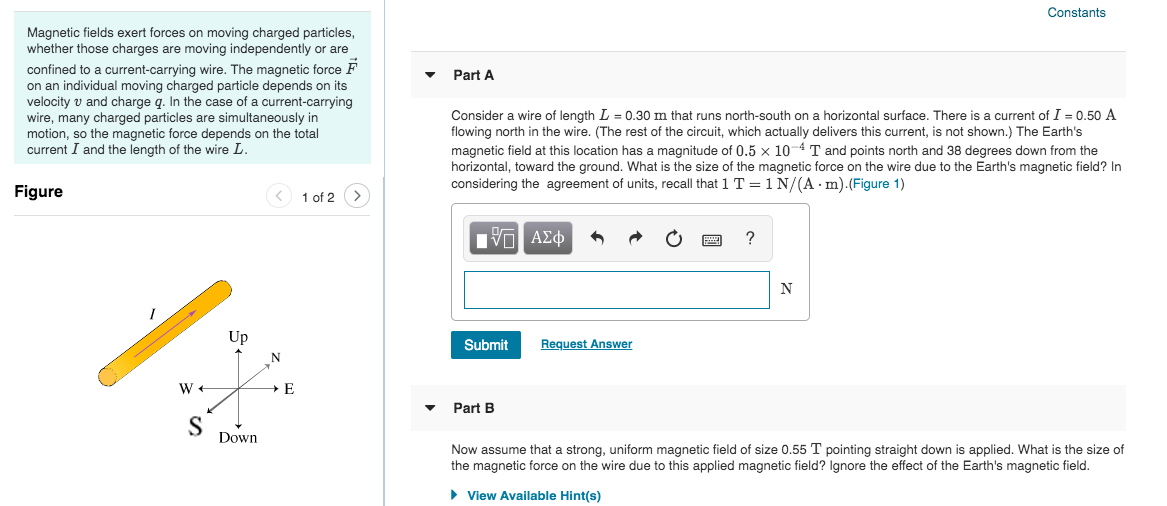 Solved Constants Part A Magnetic fields exert forces on | Chegg.com