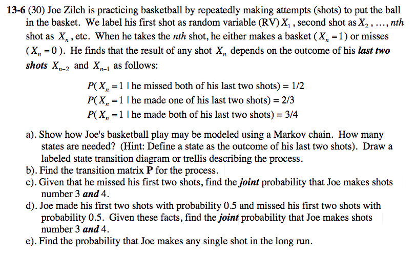 13-6 (30) Joe Zilch is practicing basketball by | Chegg.com