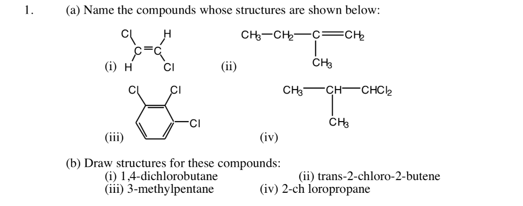 Solved (a) Name the compounds whose structures are shown | Chegg.com