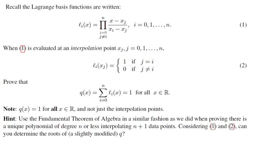 Recall the Lagrange basis functions are | Chegg.com