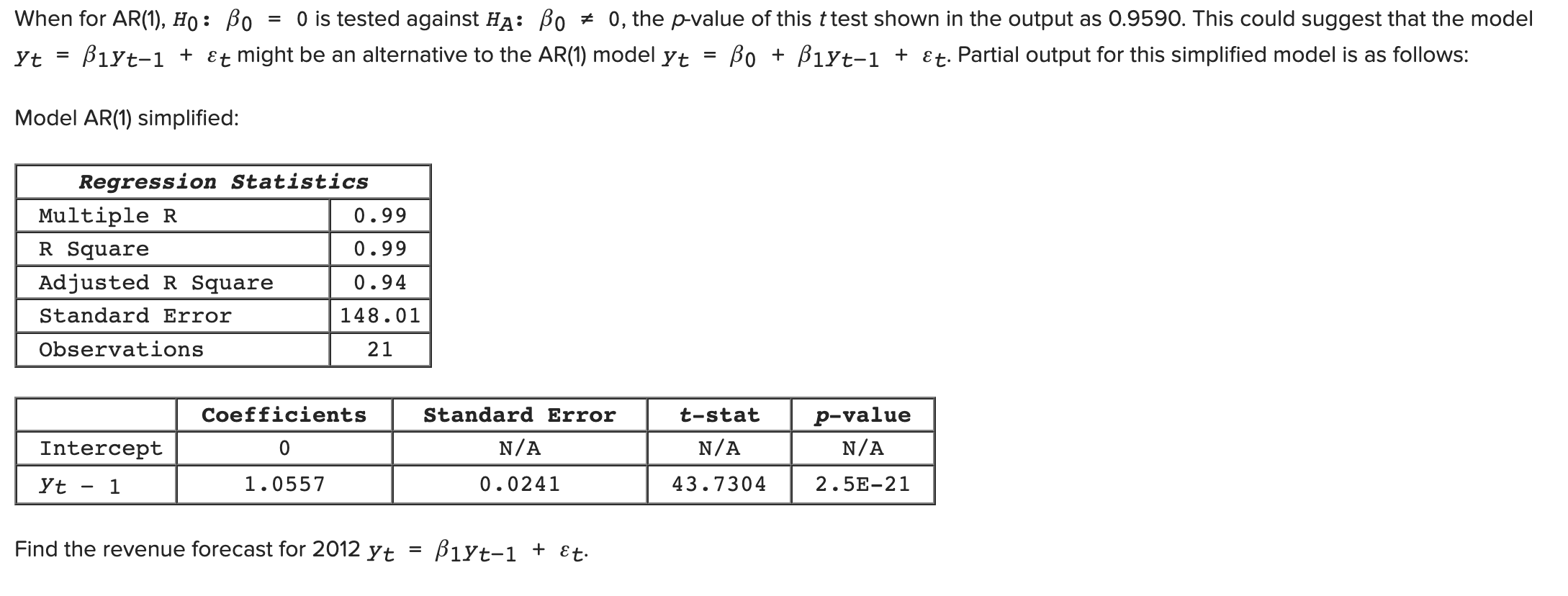 Solved The autoregressive models of order 1 and | Chegg.com