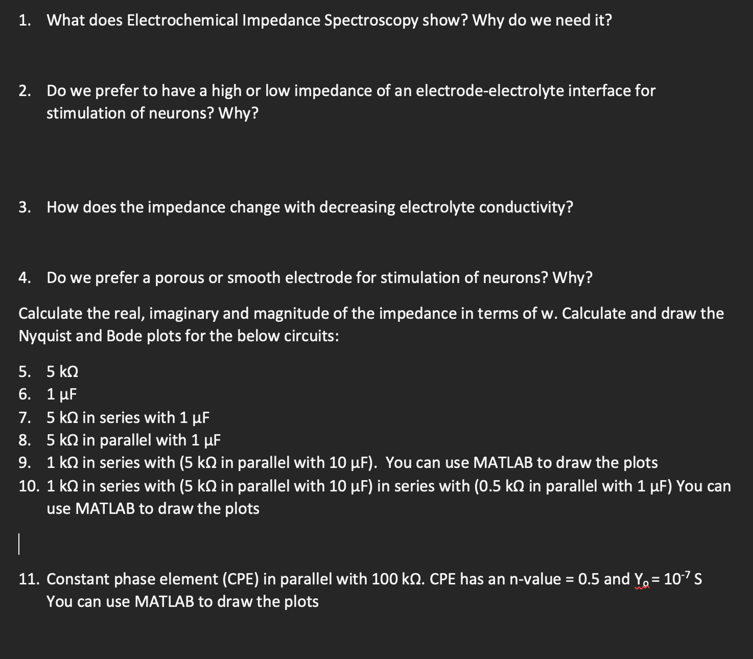 Solved 1. What does Electrochemical Impedance Spectroscopy | Chegg.com