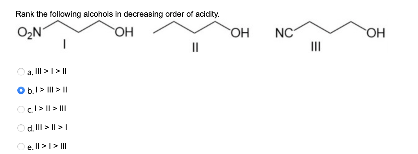 Solved Rank the following alcohols in decreasing order of | Chegg.com