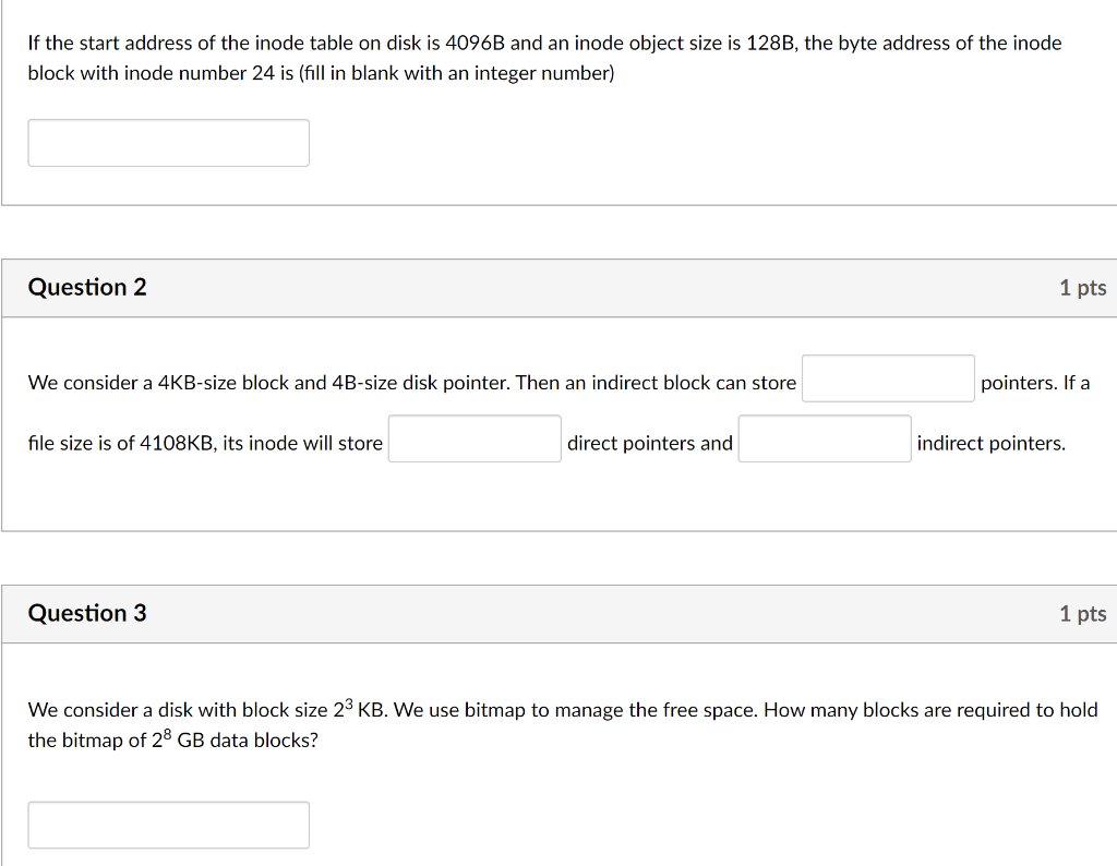 Solved If the start address of the inode table on disk is | Chegg.com