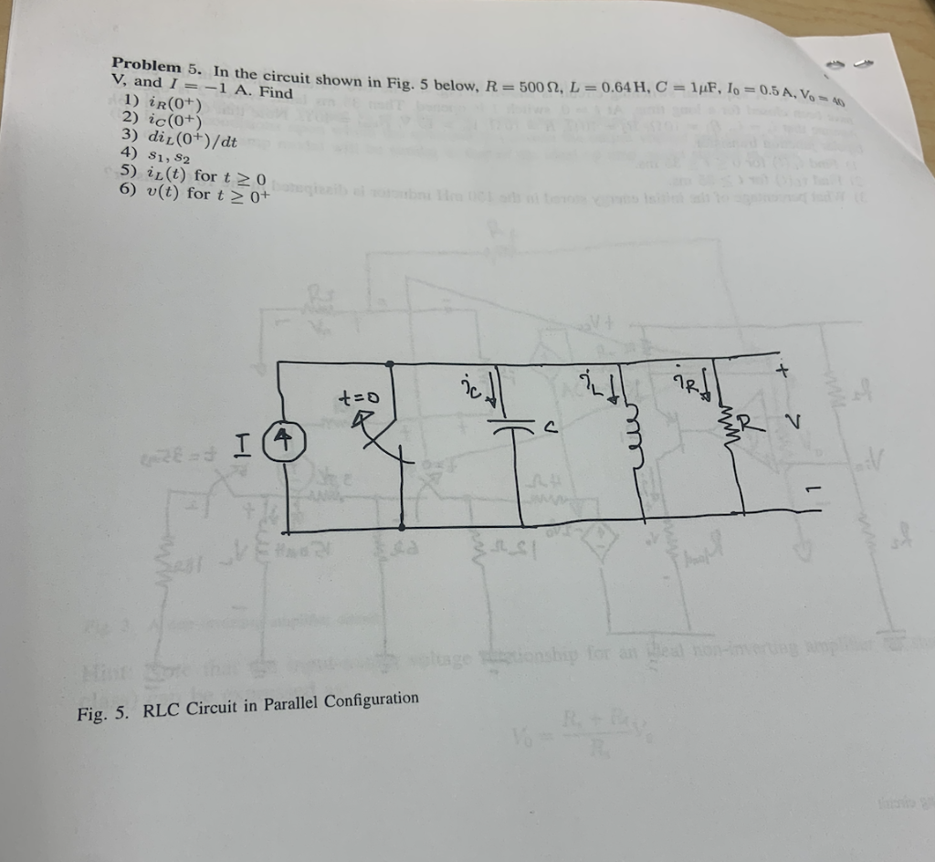 Solved Problem 5. In the circuit shown in Fig. 5 below, | Chegg.com