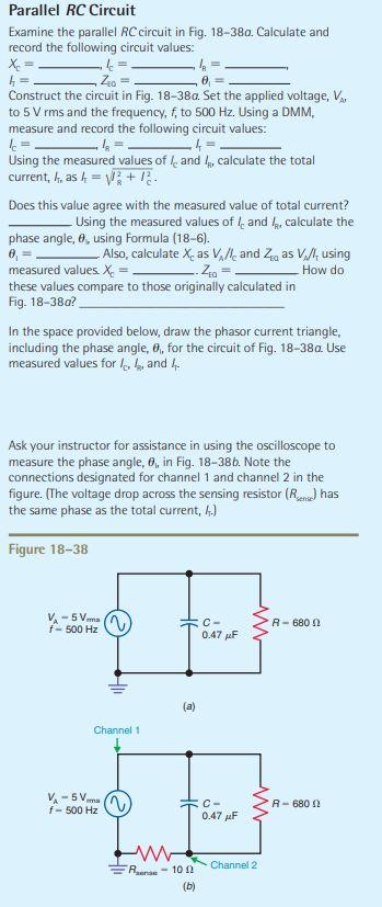 Solved = Parallel RC Circuit Examine the parallel RC circuit | Chegg.com