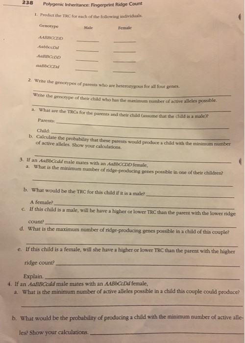 Solved Total fingerprint ridge count exemplifies a polygenic | Chegg.com