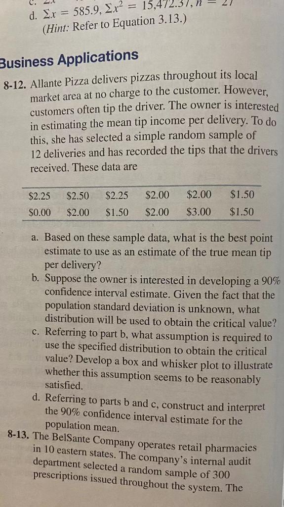 Solved d. Er = 585.9, Ex? = 15,472.3 (Hint: Refer to | Chegg.com