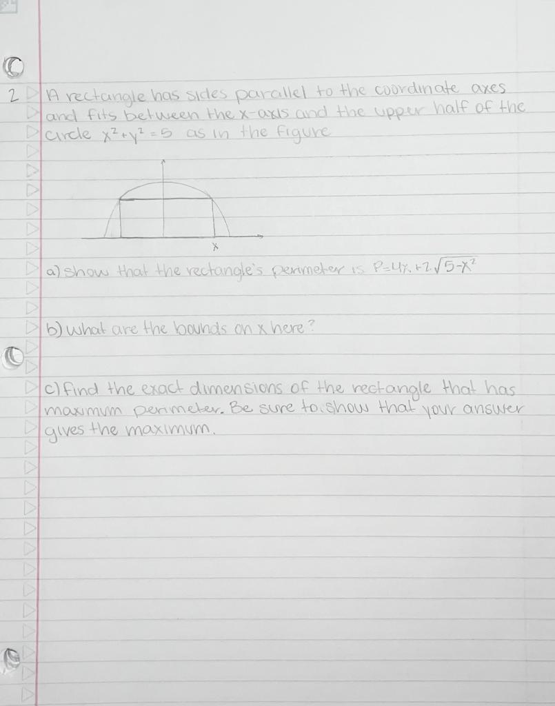 Solved A rectangle has sides parallel to the coordinate | Chegg.com