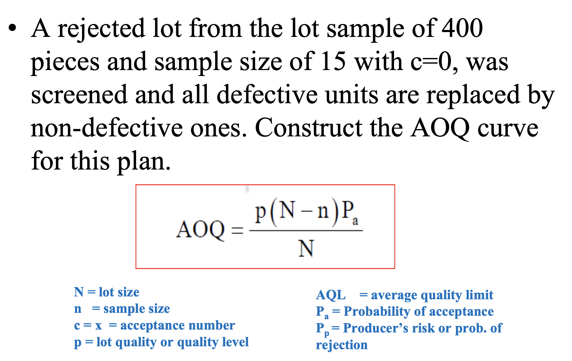 - A rejected lot from the lot sample of 400 pieces | Chegg.com