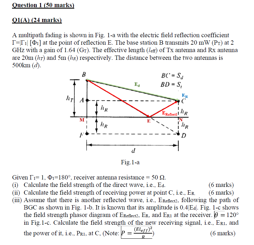 Solved Question 1 (50 marks) 01(A) (24 marks) A multipath | Chegg.com