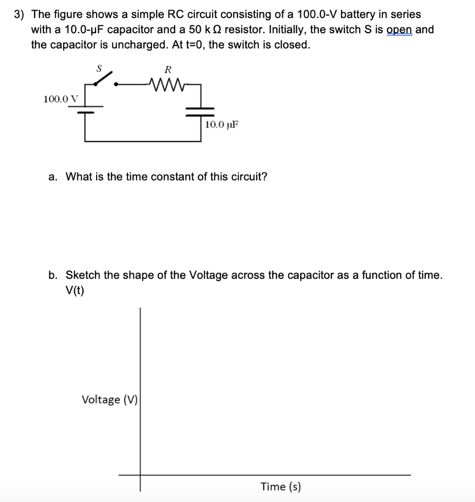 Solved 3) The figure shows a simple RC circuit consisting of | Chegg.com
