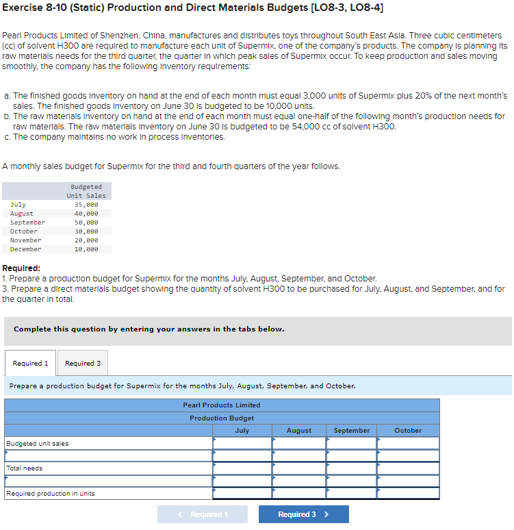 Solved Exercise 8-10 (Static) Production and Direct | Chegg.com Solved Exercise 8-10 (Static) Production and Direct | Chegg.com