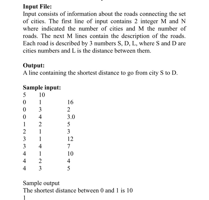 Solved Input File: Input consists of information about the | Chegg.com