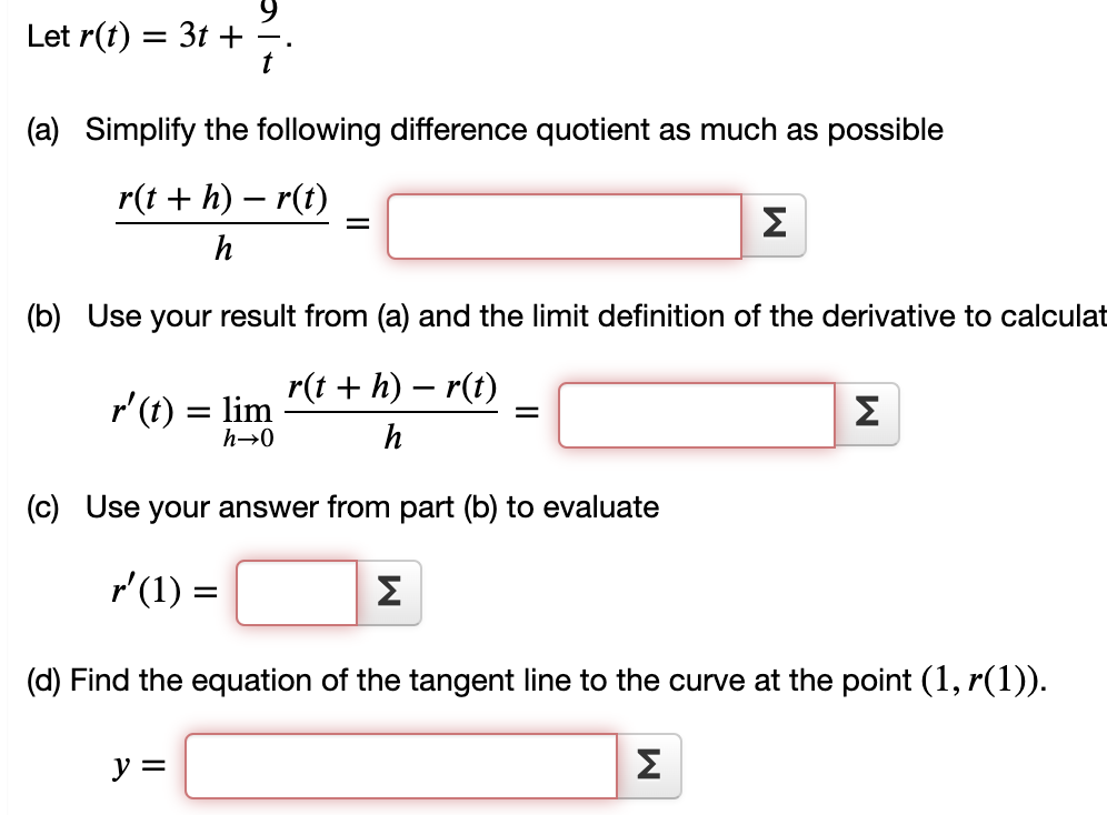 Solved Let r(t) = 3t + (a) Simplify the following difference | Chegg.com