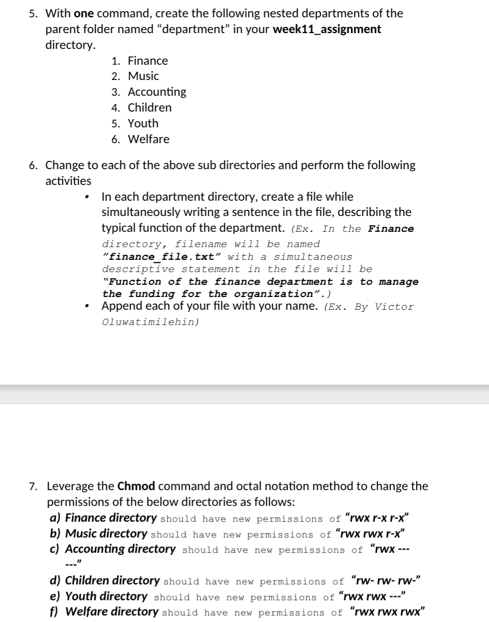 Solved 5. With one command, create the following nested | Chegg.com