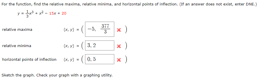 Solved For the function, find the relative maxima, relative | Chegg.com
