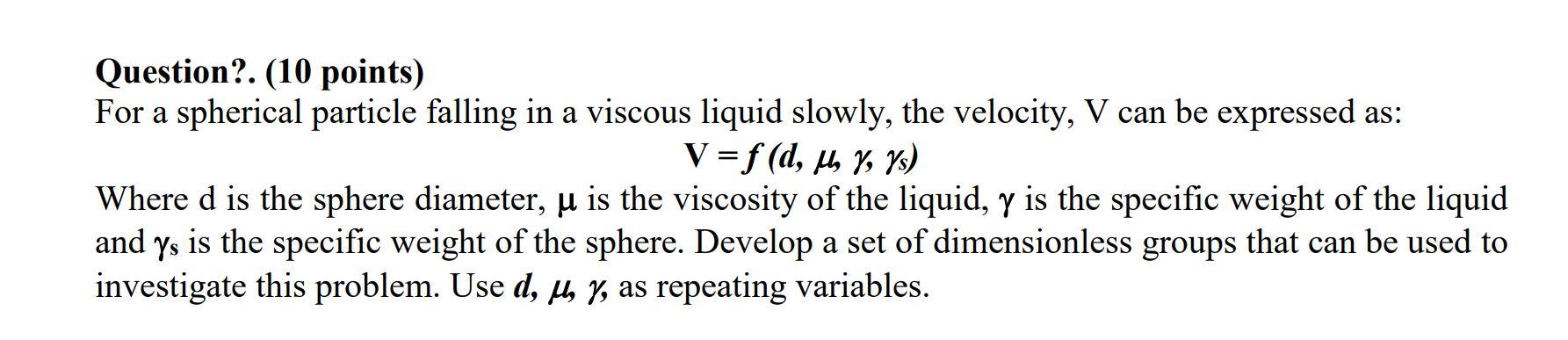Solved Question?. (10 points) For a spherical particle | Chegg.com