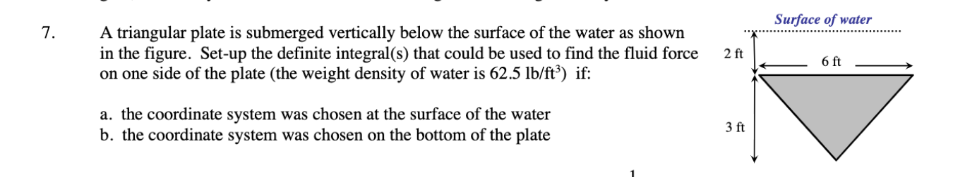 Solved A triangular plate is submerged vertically below the | Chegg.com