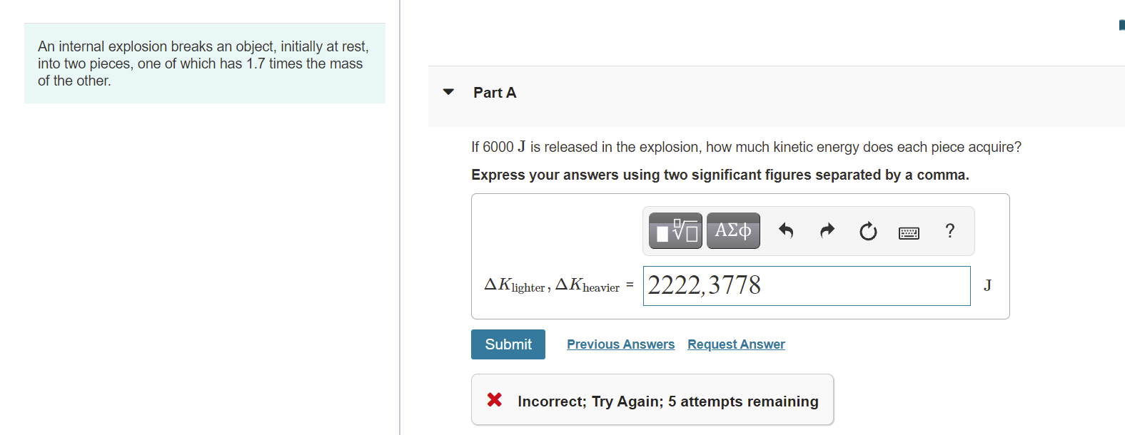 Solved An internal explosion breaks an object, initially at | Chegg.com