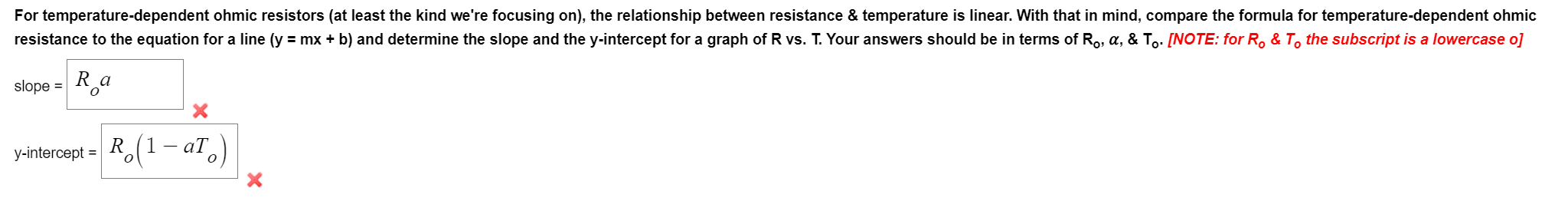 Solved For temperature-dependent ohmic resistors (at least | Chegg.com