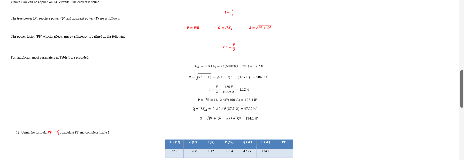 Solved Ohm's Law can be applied on AC circuits. The current | Chegg.com