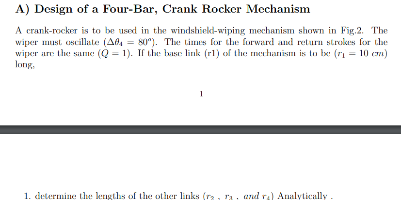 A) Design of a Four-Bar, Double Rocker Mechanism A | Chegg.com