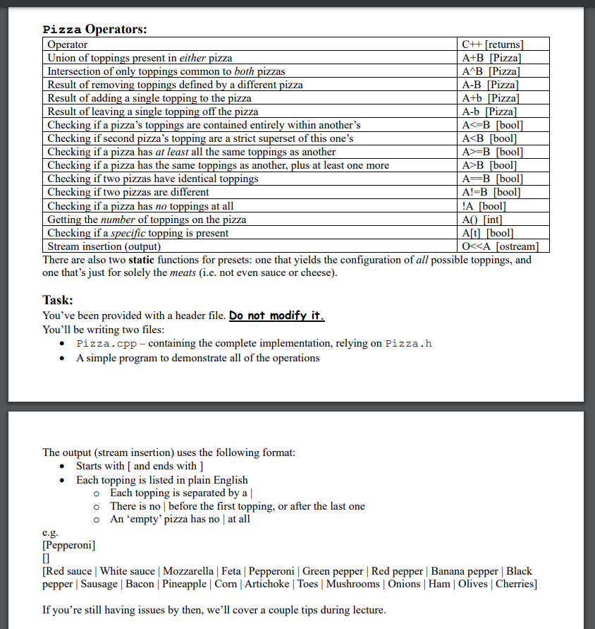 Solved Pizza: To assist with this, we could devise a new | Chegg.com