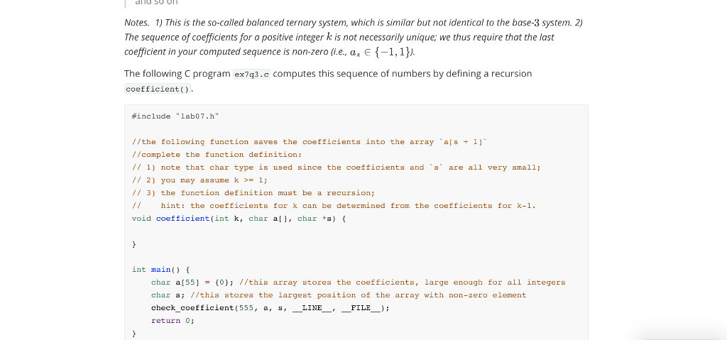 Solved Part 3: Recursion, balanced ternary For any positive | Chegg.com