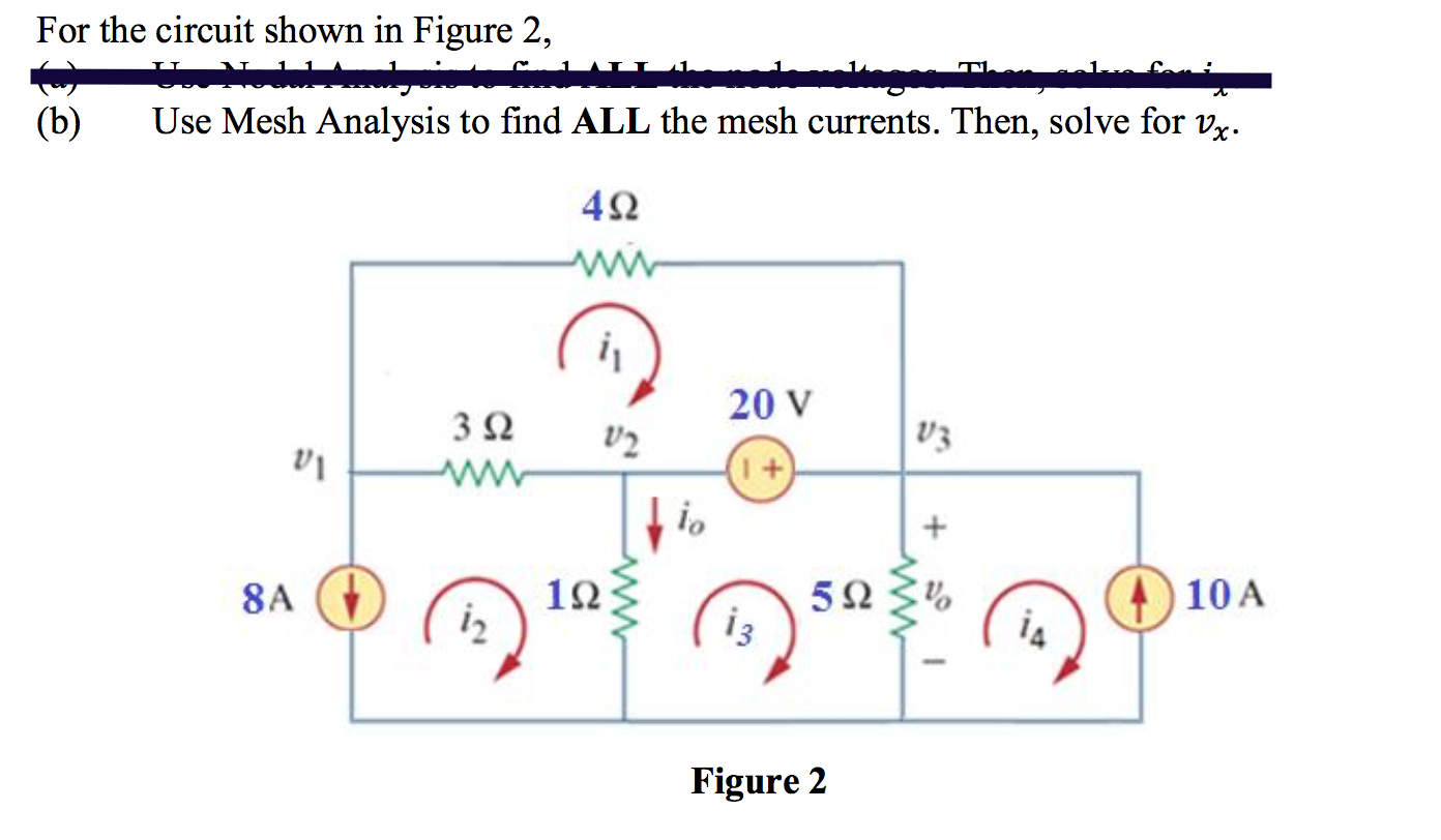 Solved For the circuit shown in Figure 2, (b) Use Mesh | Chegg.com