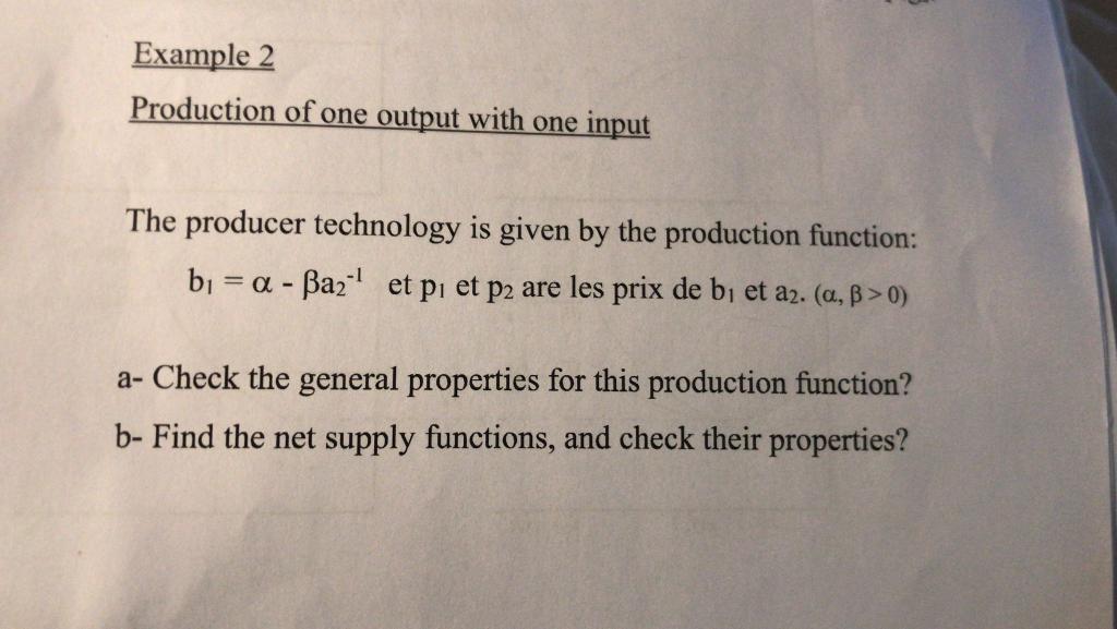 Solved Production of one output with one input The producer | Chegg.com