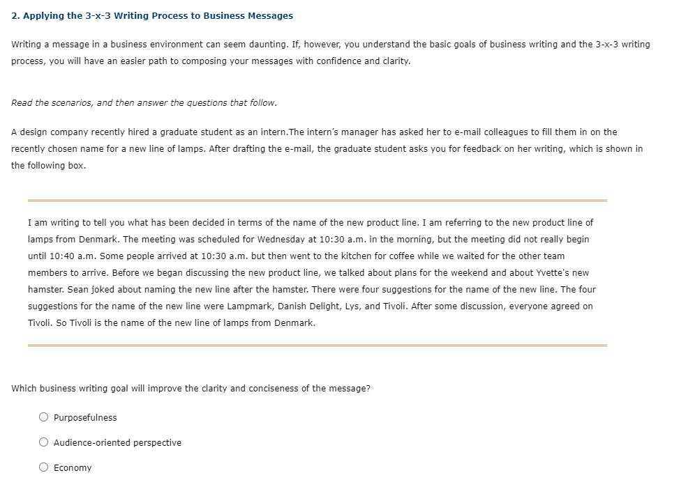 Solved 2. Applying the 3−x−3 Writing Process to Business | Chegg.com