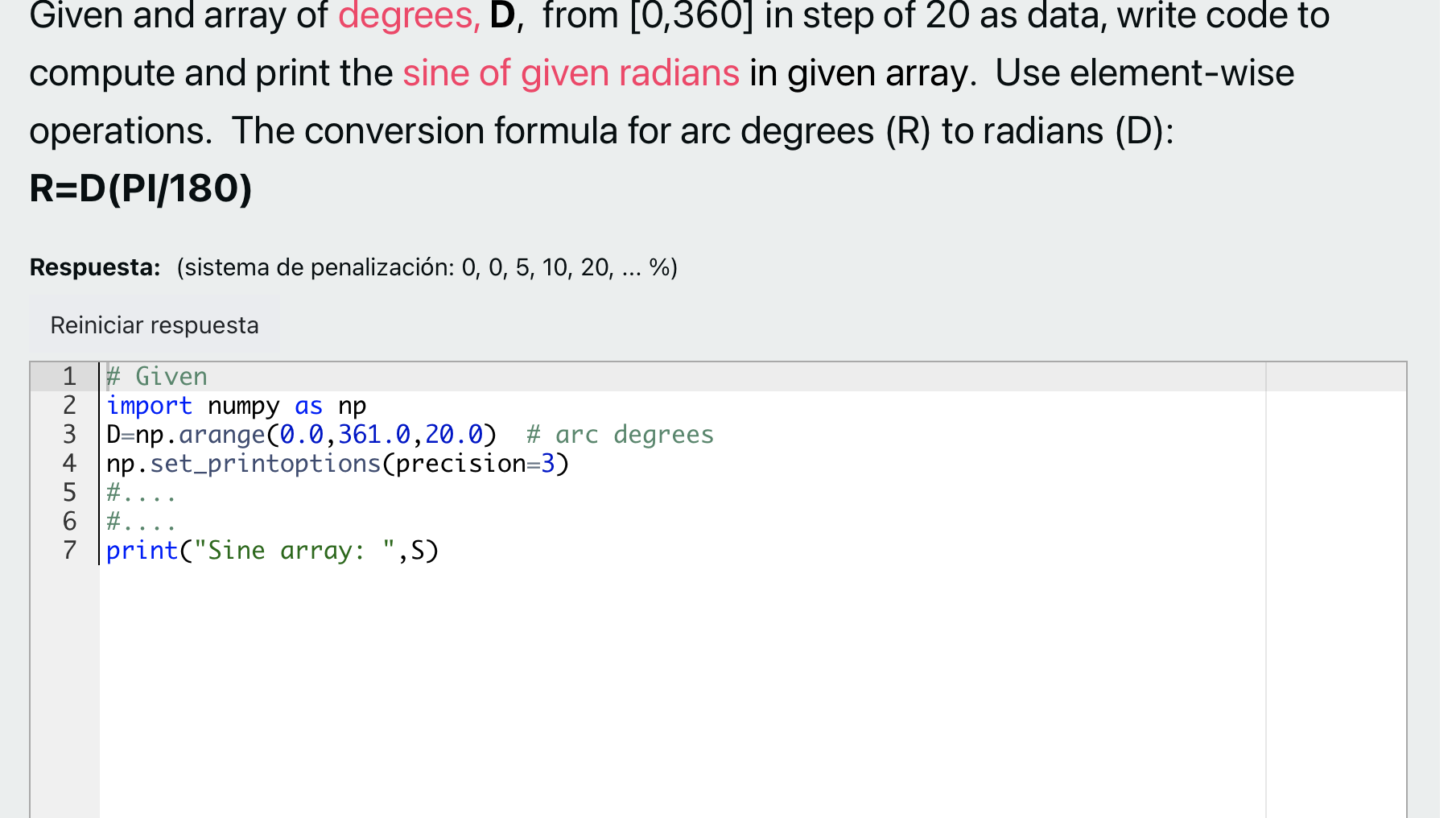 Solved Given and array of degrees, D, from [0,360] in step | Chegg.com